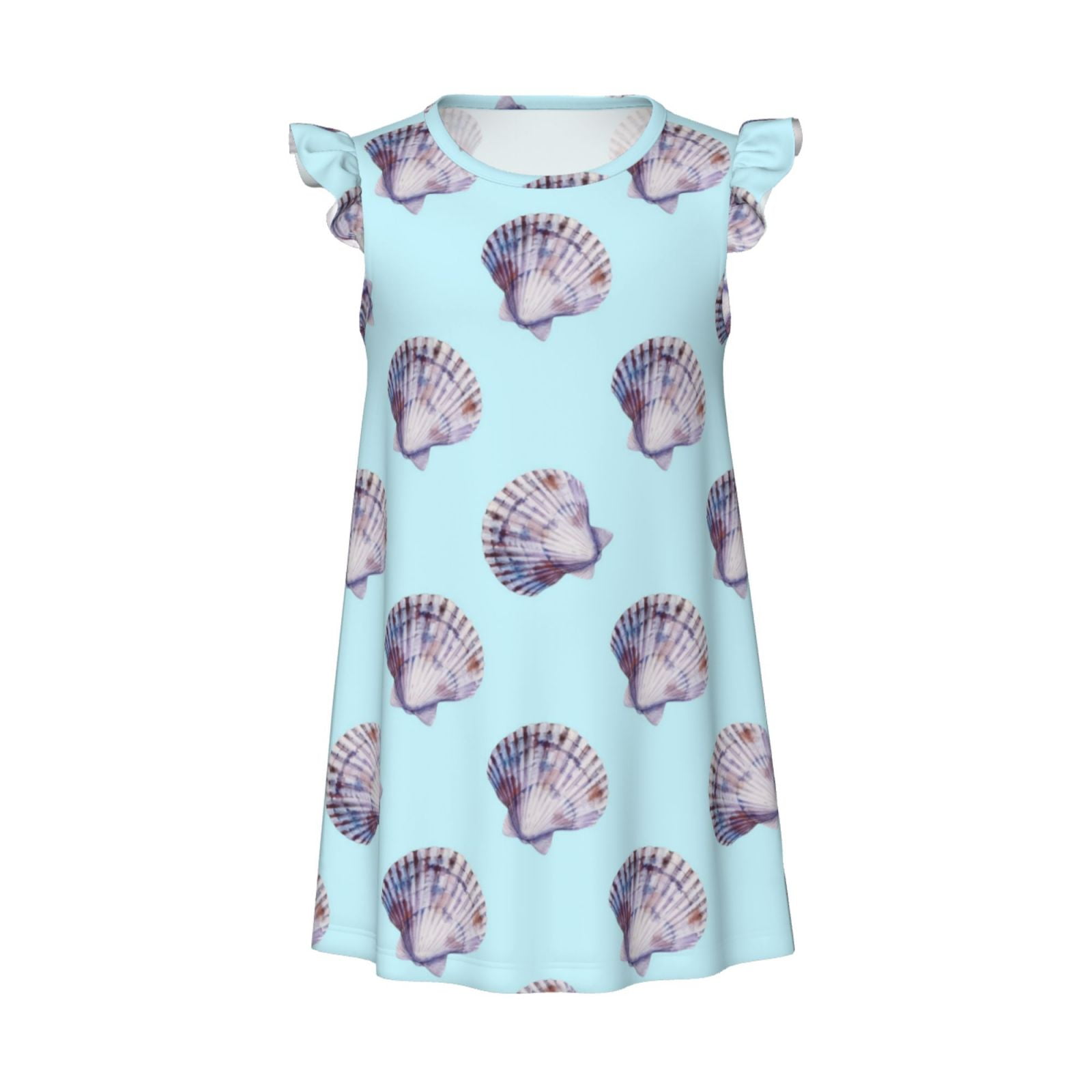 Conch Shells Print No.9085 Girls Nightgowns, Short Sleeves Princess ...