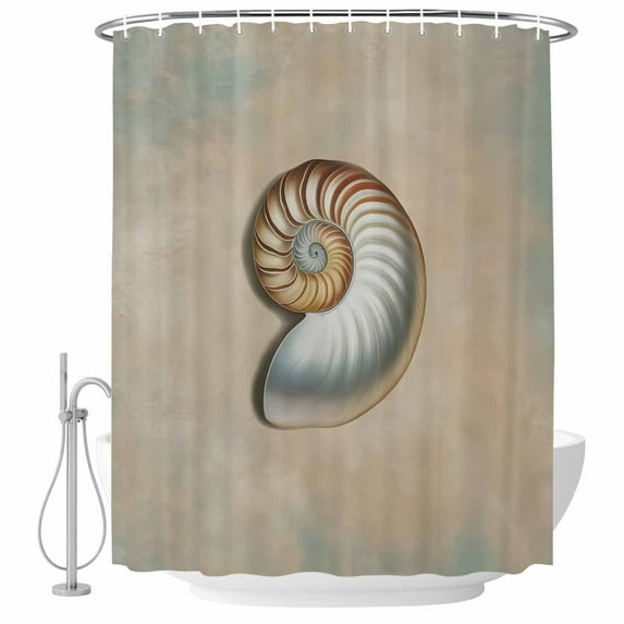 Conch Shower Curtain, 72" x 84", Vintage Yellow Conch Gradient Brown ...