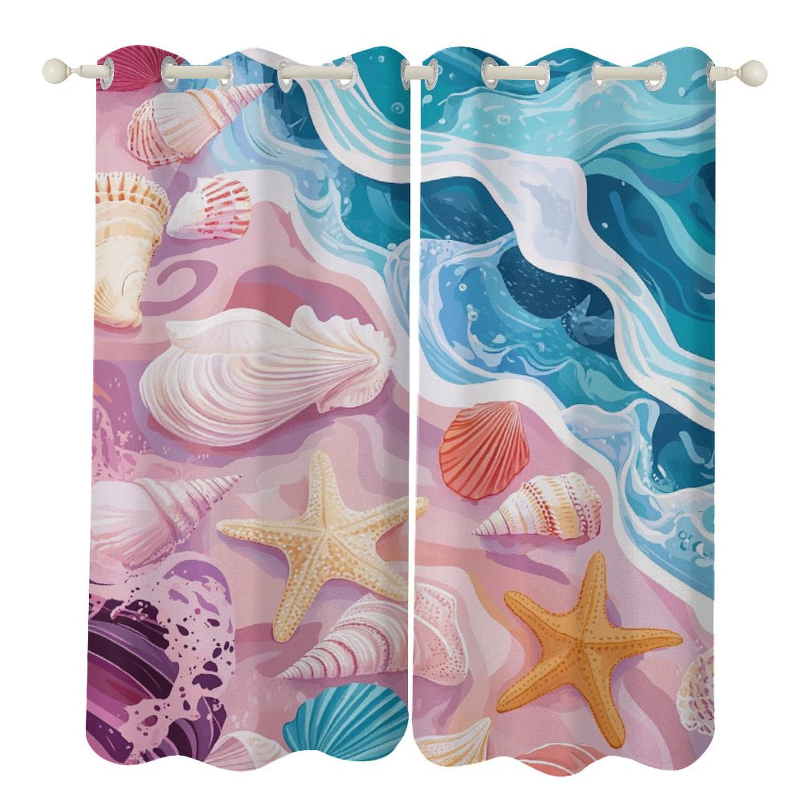 Conch Starfish Shell (15) Curtains Aesthetic Envrionmental Friendly ...