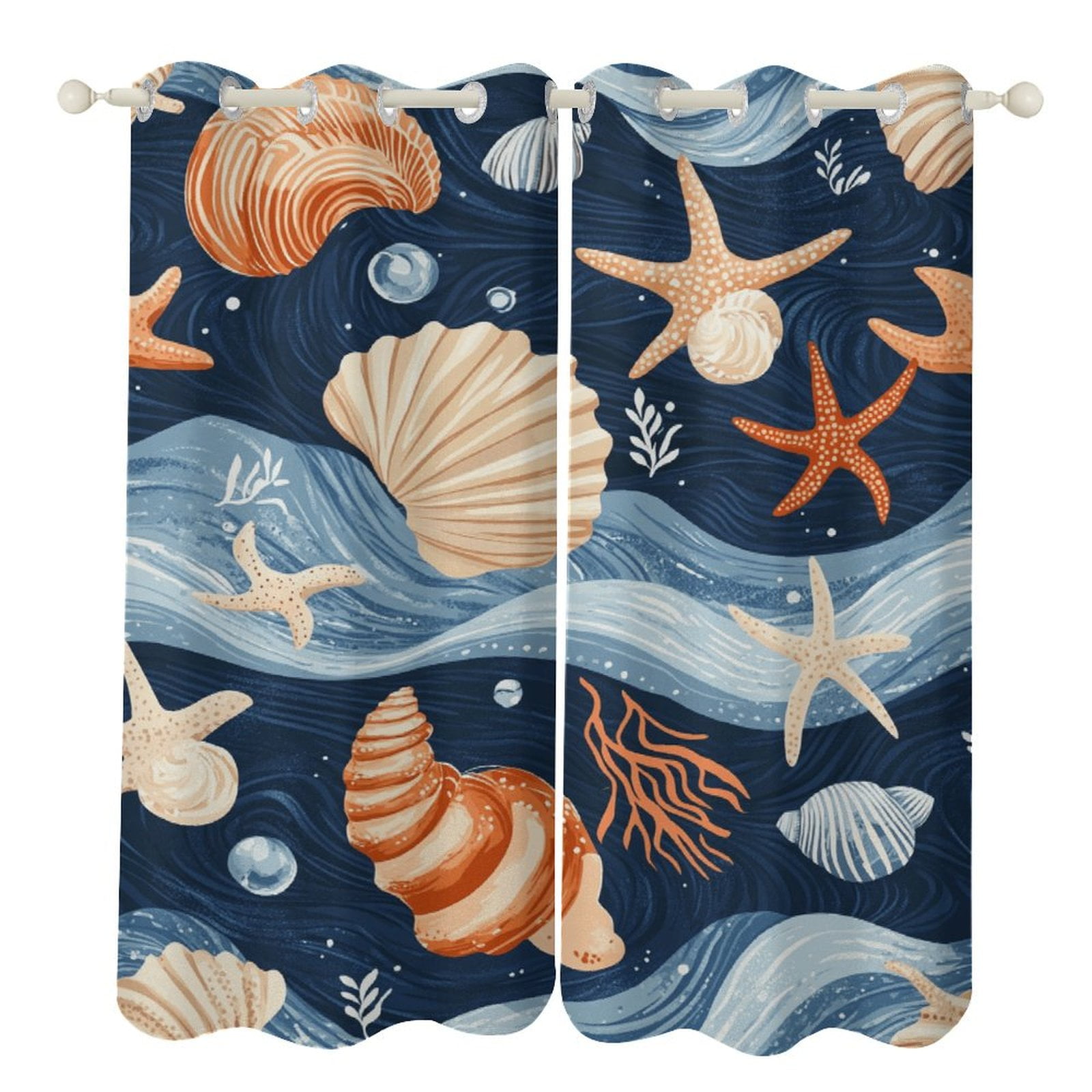Conch Starfish Shell (19) Blackout Window Curtains for Bedroom Living ...
