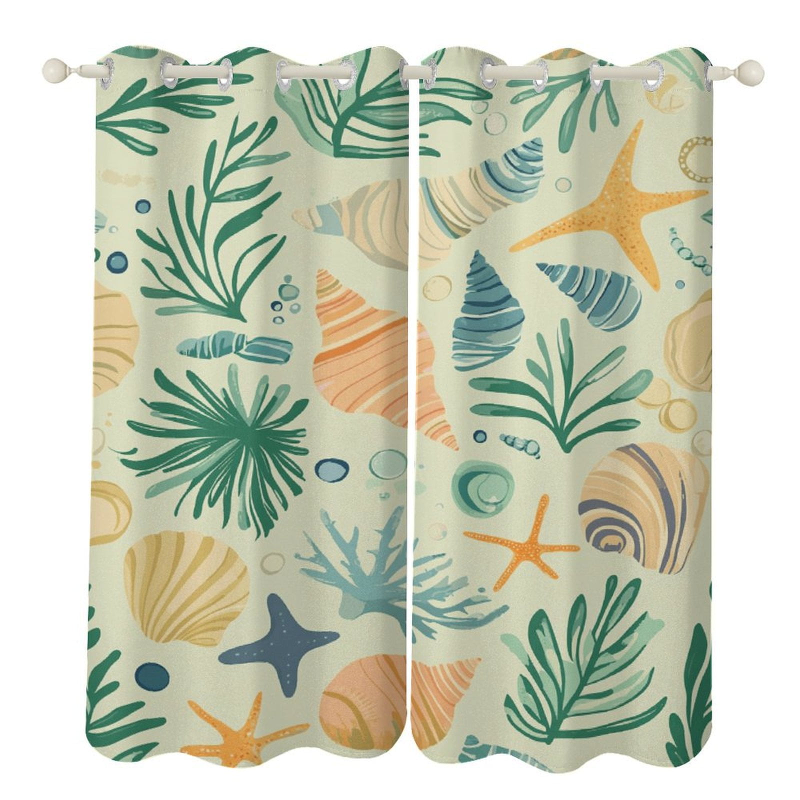 Conch Starfish Shell (33) Luxury Window Curtains Blinds for Living Room ...