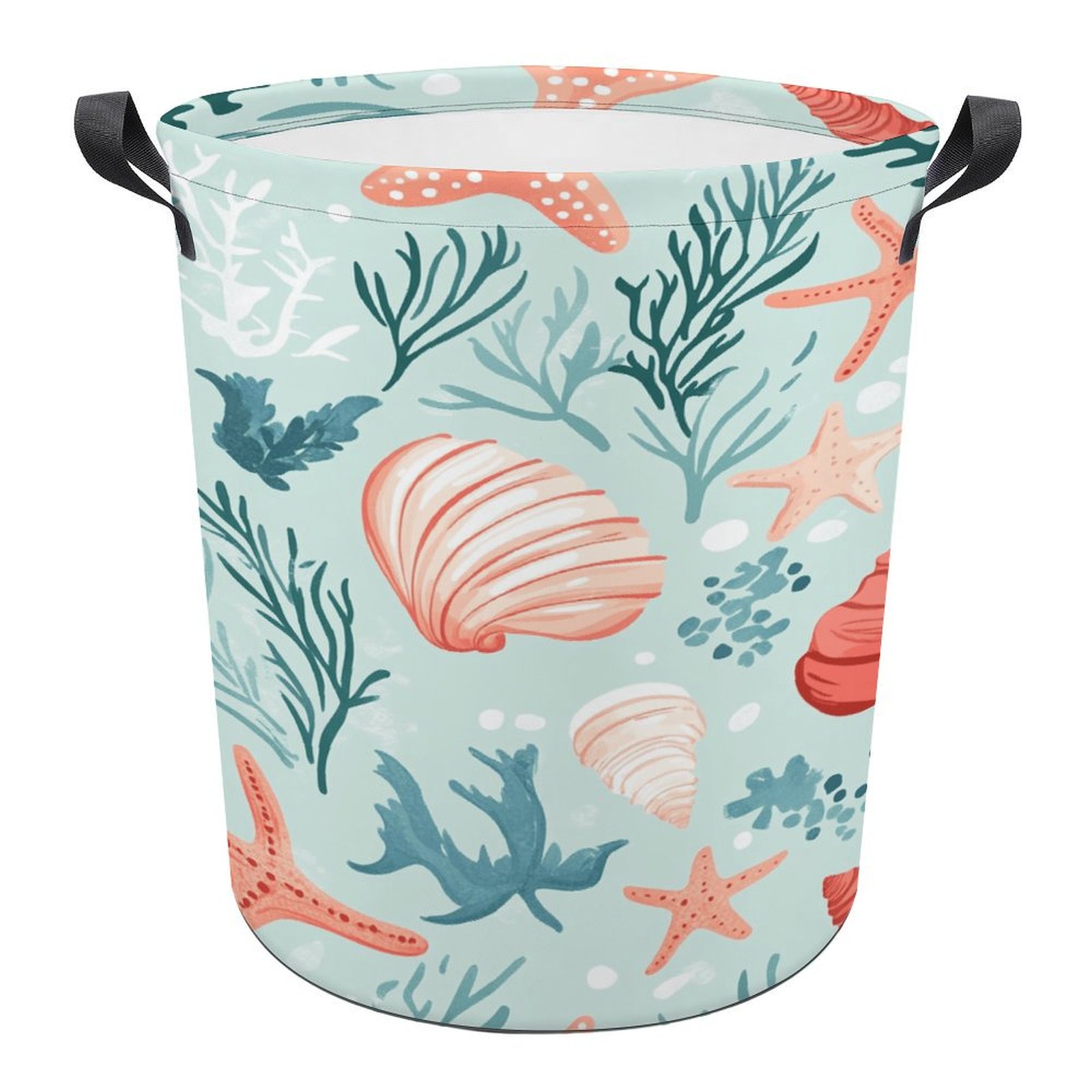 Conch Starfish Shell (34) Print Foldable Laundry Basket for Clothes ...