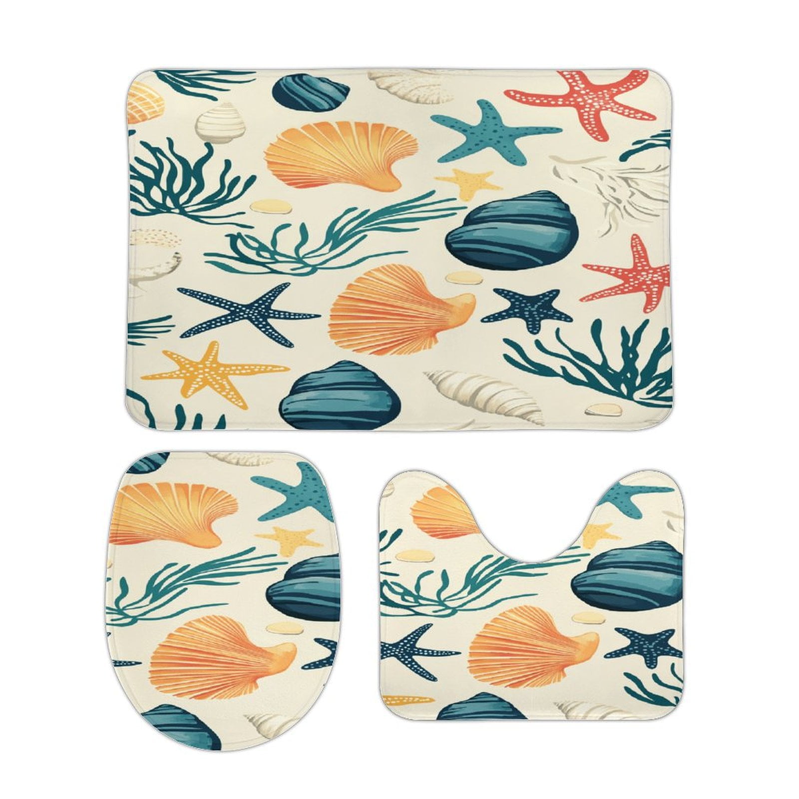 Conch Starfish Shell (36) Soft Bathroom Carpet Set , Contour Carpet Set ...