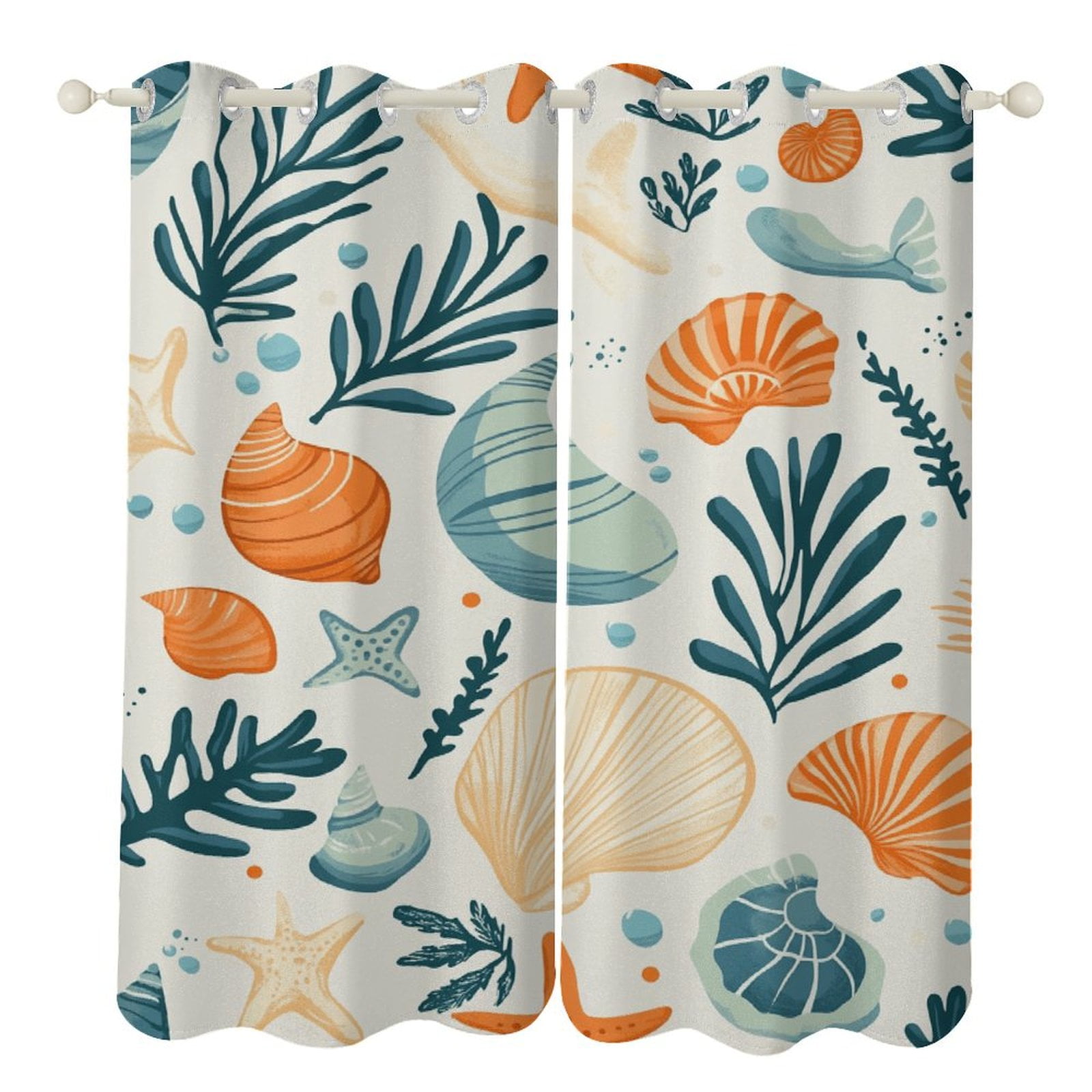 Conch Starfish Shell (45) 2 Panels 3D Printing Pattern Curtain for ...