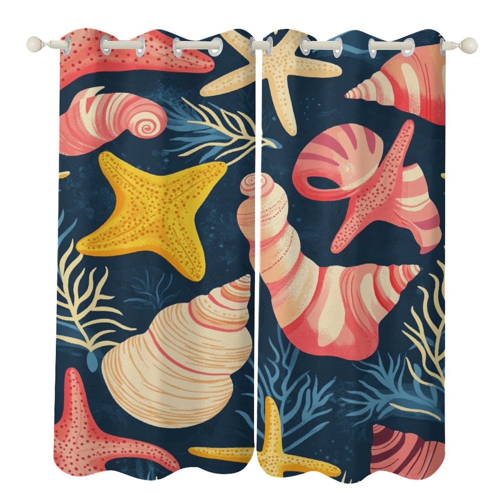 Conch Starfish Shell (51) 2 Panels 3D Printing Pattern Curtain for ...