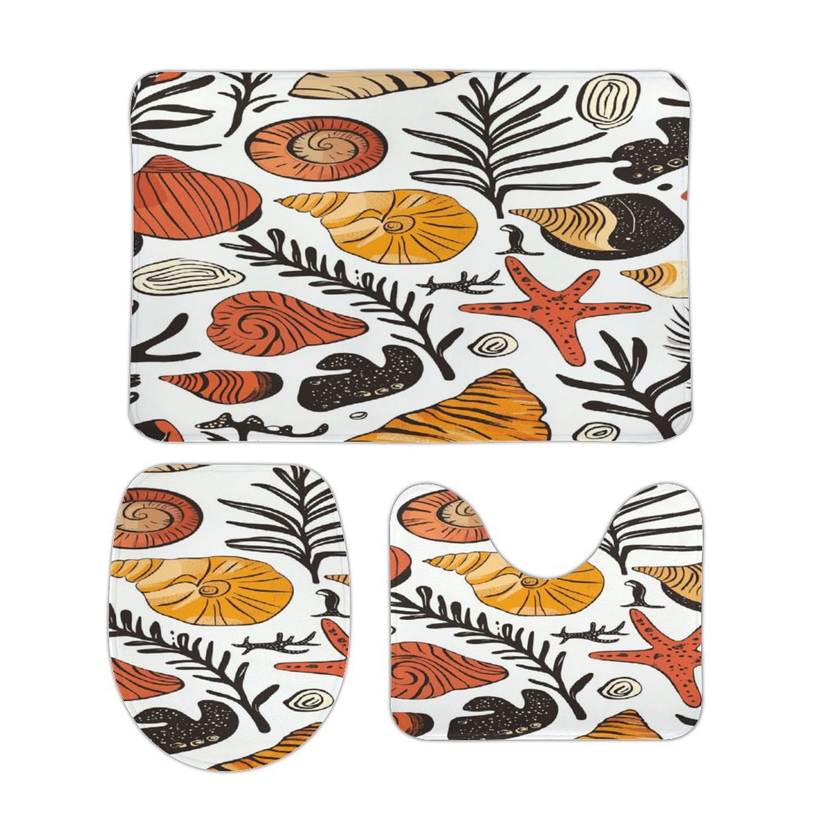 Conch Starfish Shell (54) Soft Bathroom Carpet Set , Contour Carpet Set ...