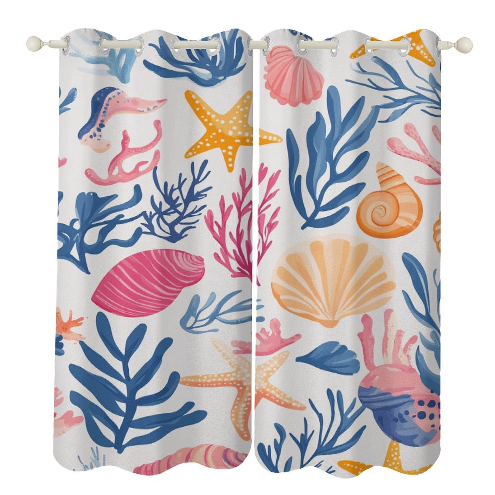 Conch Starfish Shell (58) Blackout Window Curtains for Bedroom Living ...