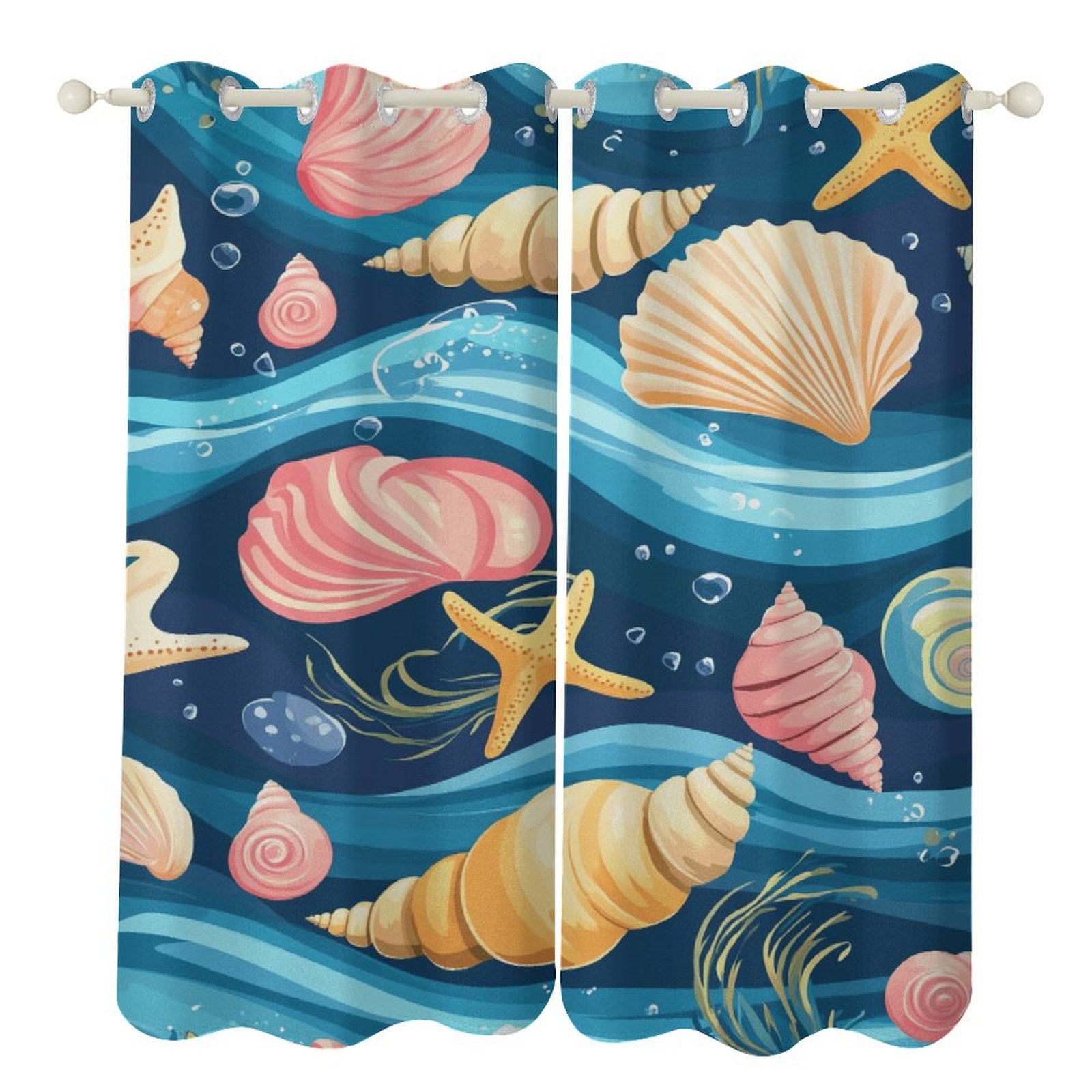 Conch Starfish Shell (6) Blackout Window Curtains for Bedroom Living ...