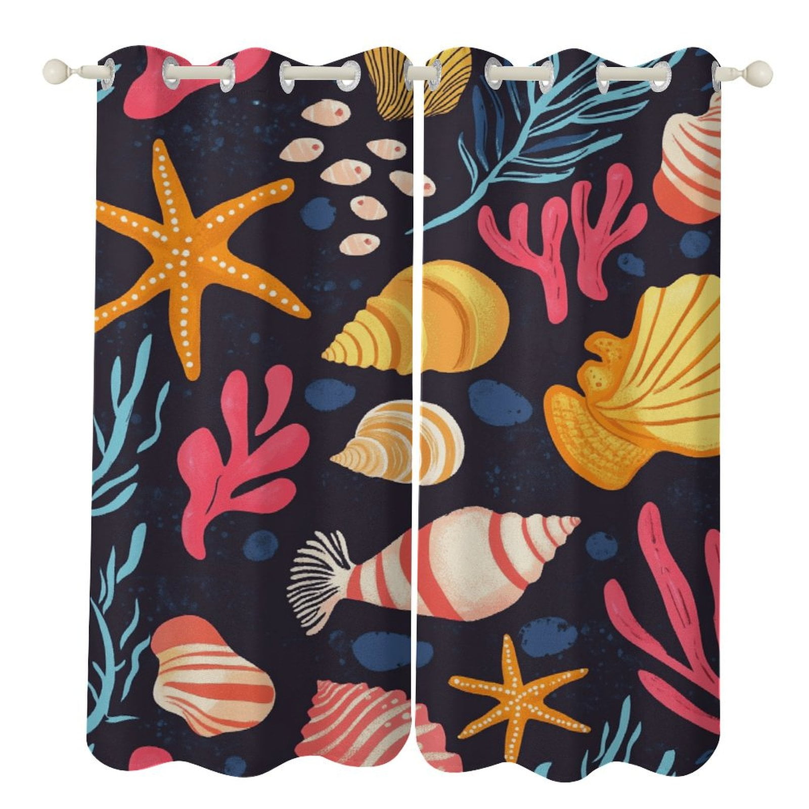 Conch Starfish Shell (60) Blackout Window Curtains for Bedroom Living ...