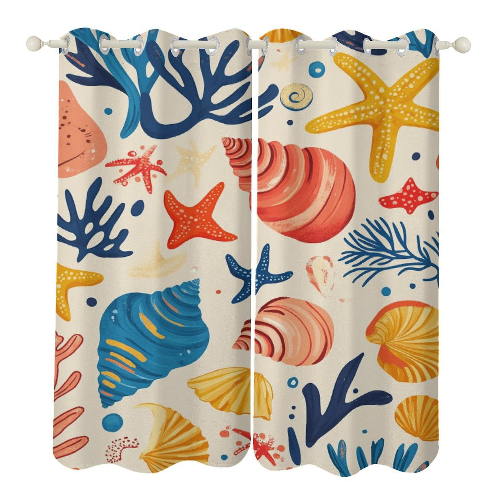 Conch Starfish Shell (67) Curtains Aesthetic Envrionmental Friendly ...