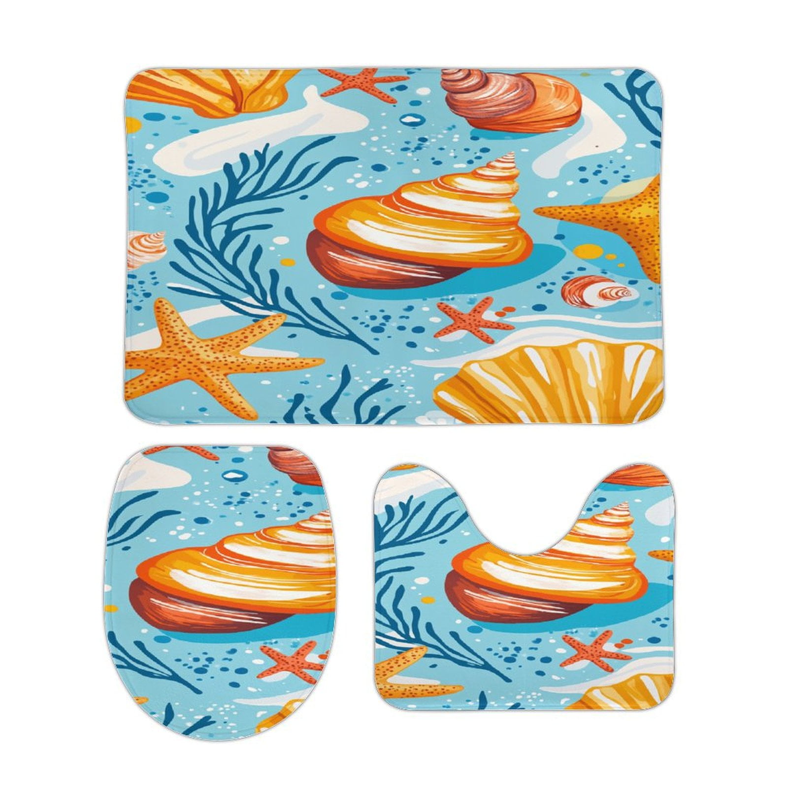 Conch Starfish Shell (68) Bathroom Mats Set 3-piece Bath Mats ...