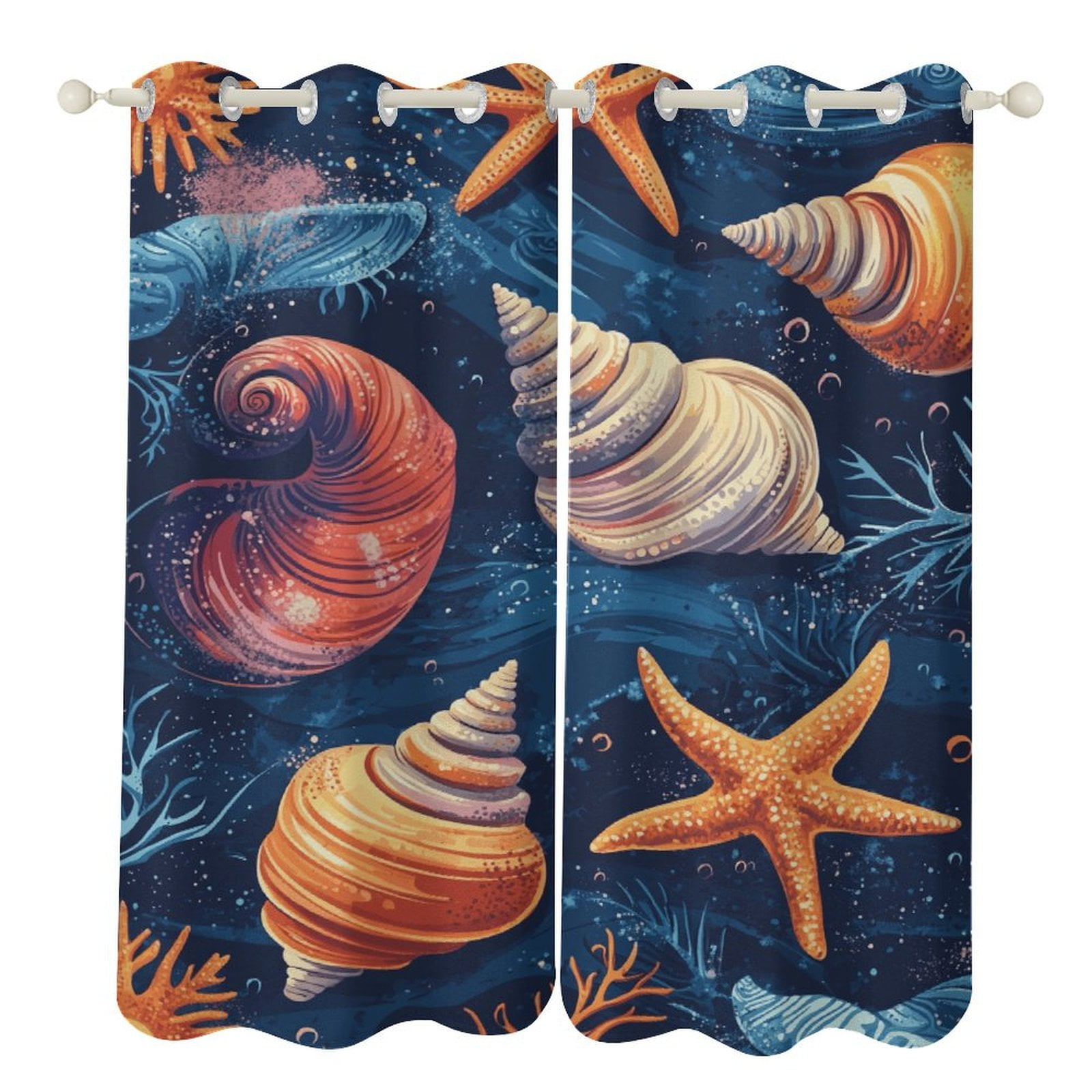 Conch Starfish Shell (71) 2 Panels Curtains for Bedroom Living Room ...