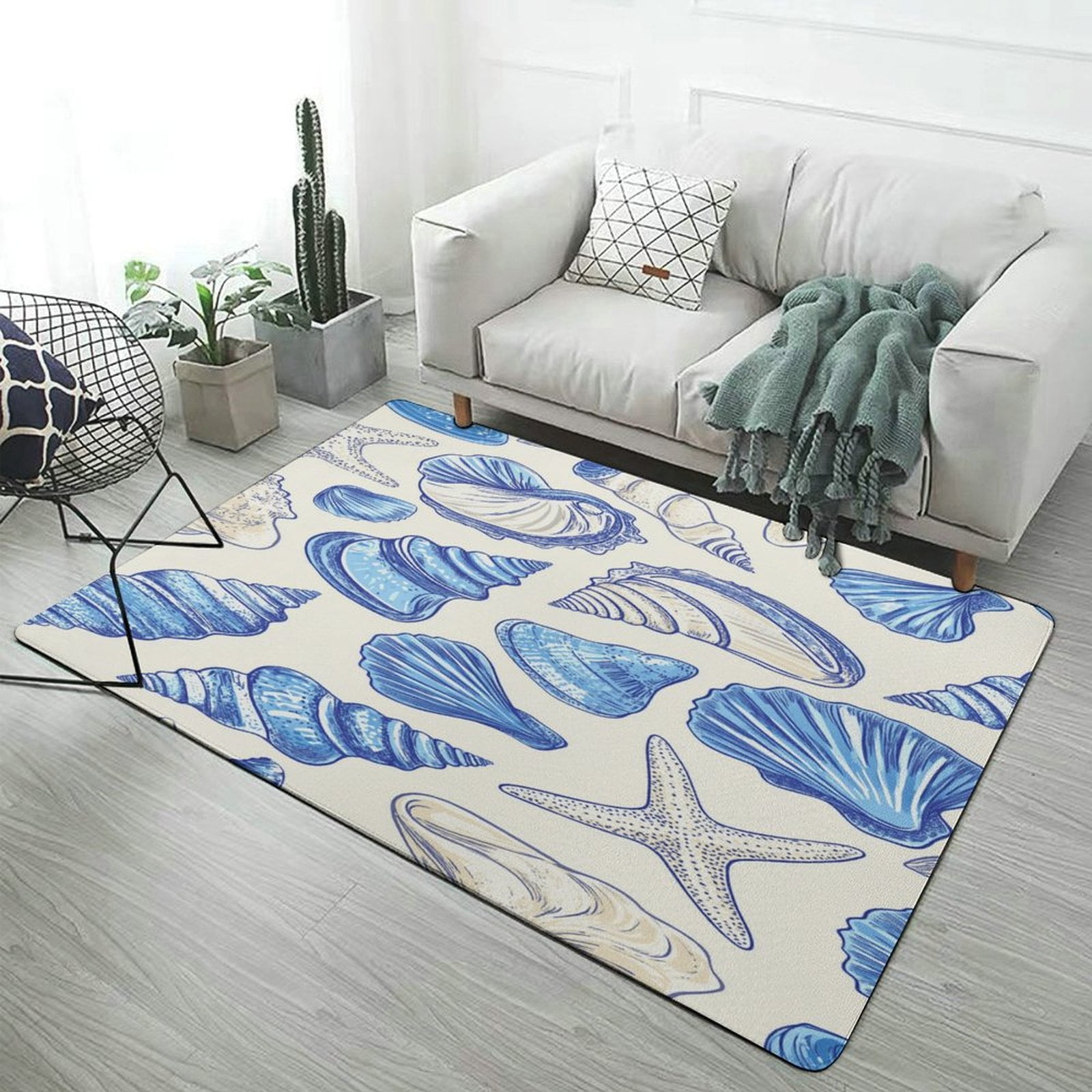 Conch Starfish Shell (77) Carpet Style Living Room Bedroom Rug Modern ...