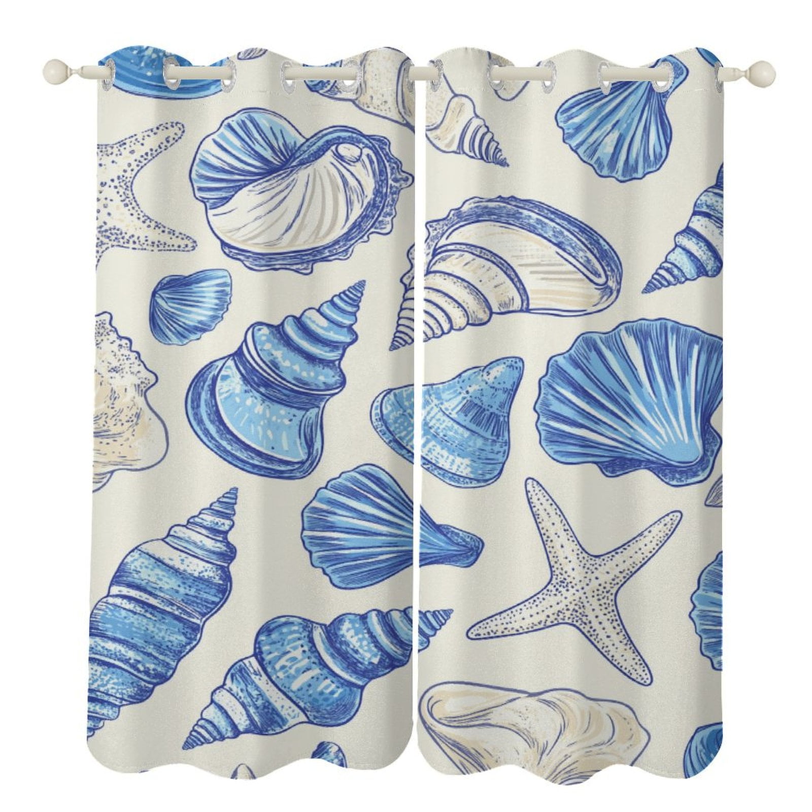 Conch Starfish Shell (77) Luxury Window Curtains Blinds for Living Room Kids Bedroom Bathroom ...