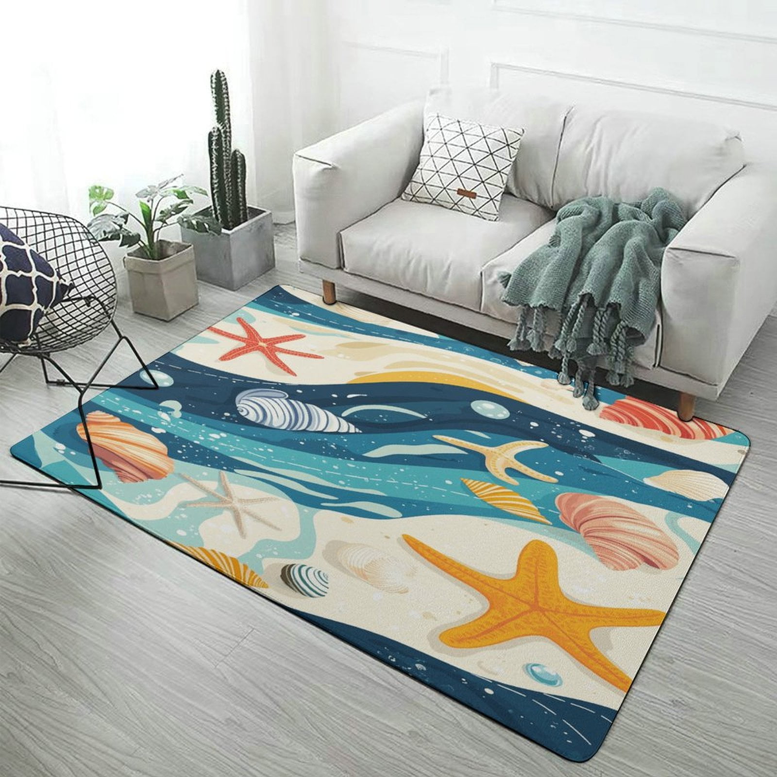 Conch Starfish Shell (8) Area Rugs Carpet Suitable for Living Room ...