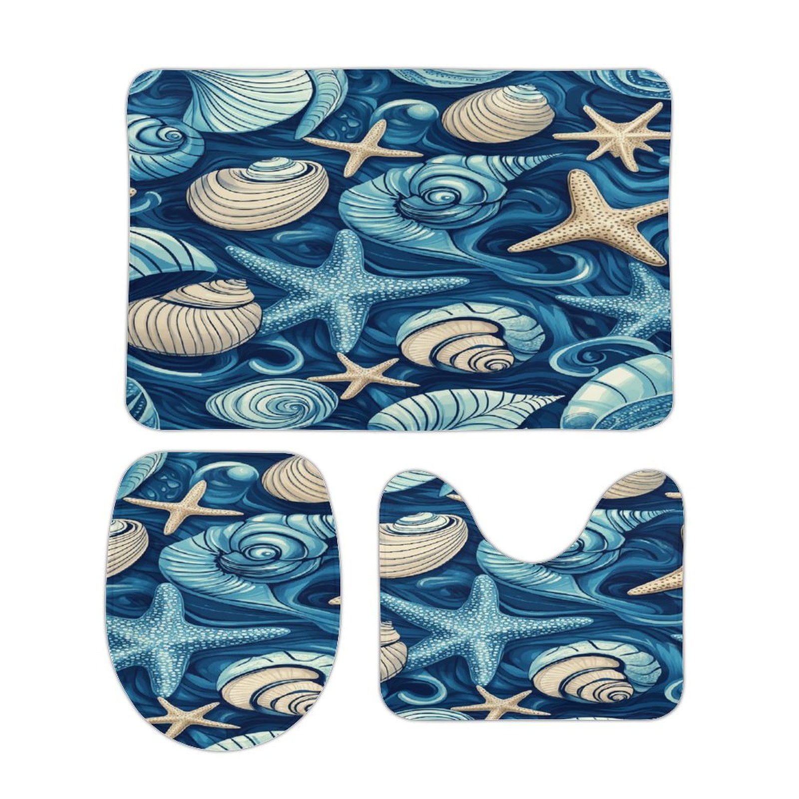 Conch Starfish Shell (81) Bathroom Mats Set of 3 Pieces Non Slip ...