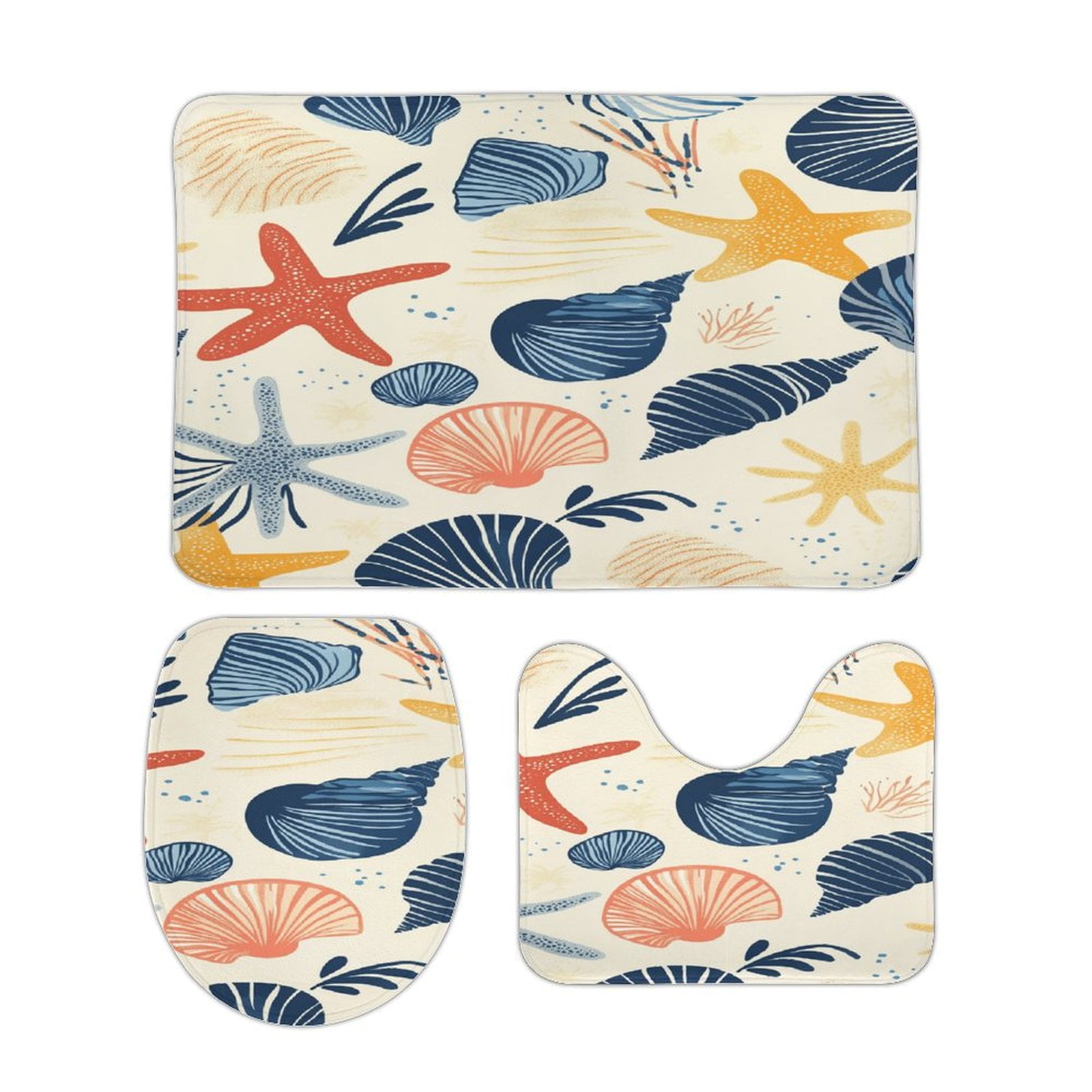 Conch Starfish Shell (82) Bathroom Mats Set of 3 Pieces Non Slip ...