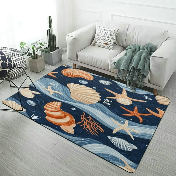 Conch Starfish Shell Carpet Style Living Room Bedroom Rug Modern 3d ...