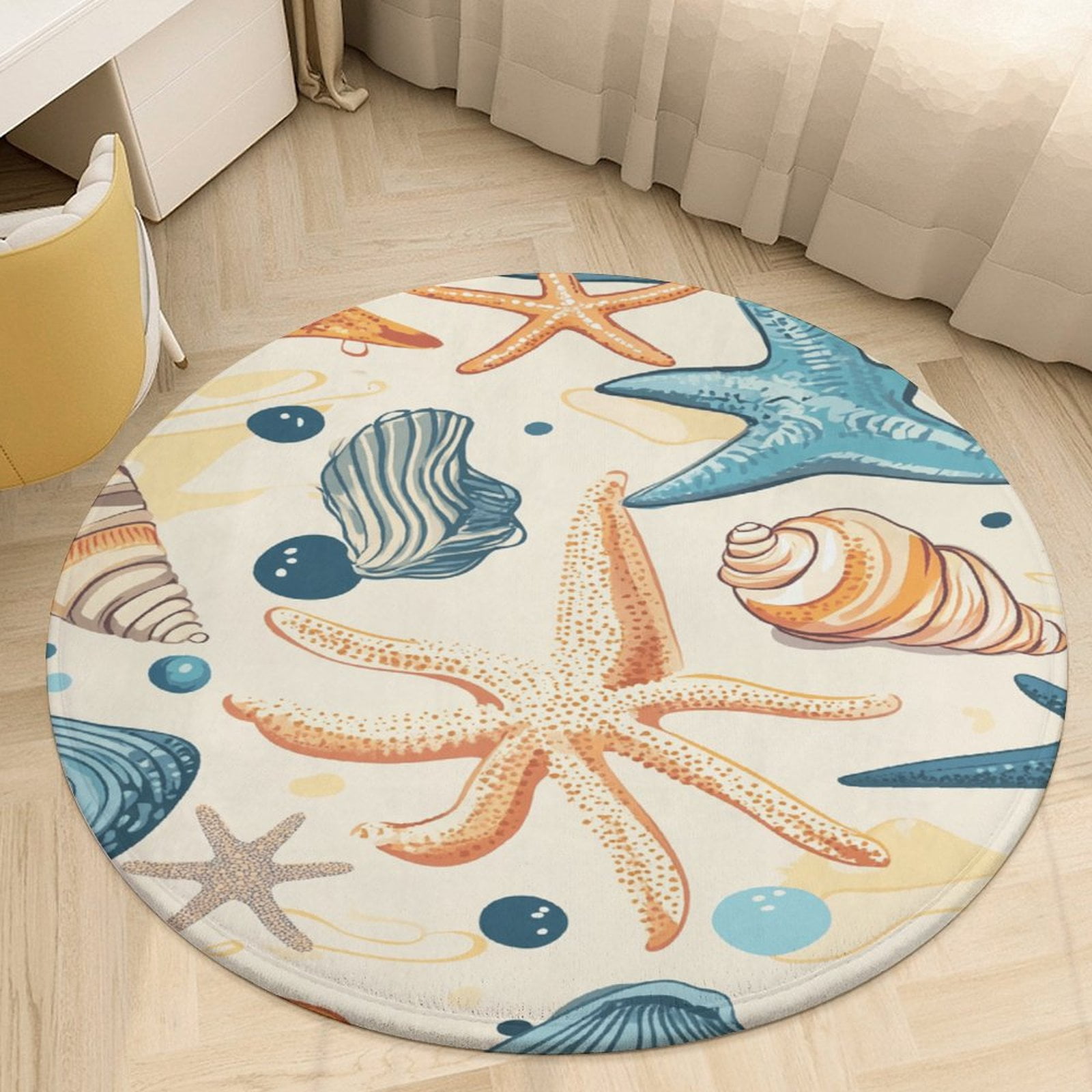Conch Starfish Shell Round Area Rugs for Bedroom Living Room, 3FT Soft ...