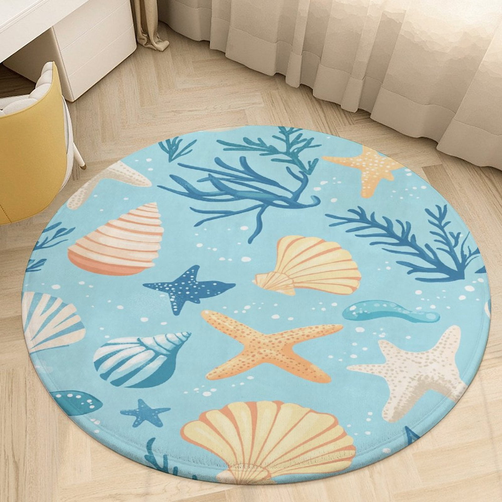 Conch Starfish Shell Round Area Rugs for Bedroom Living Room, 5FT Soft ...