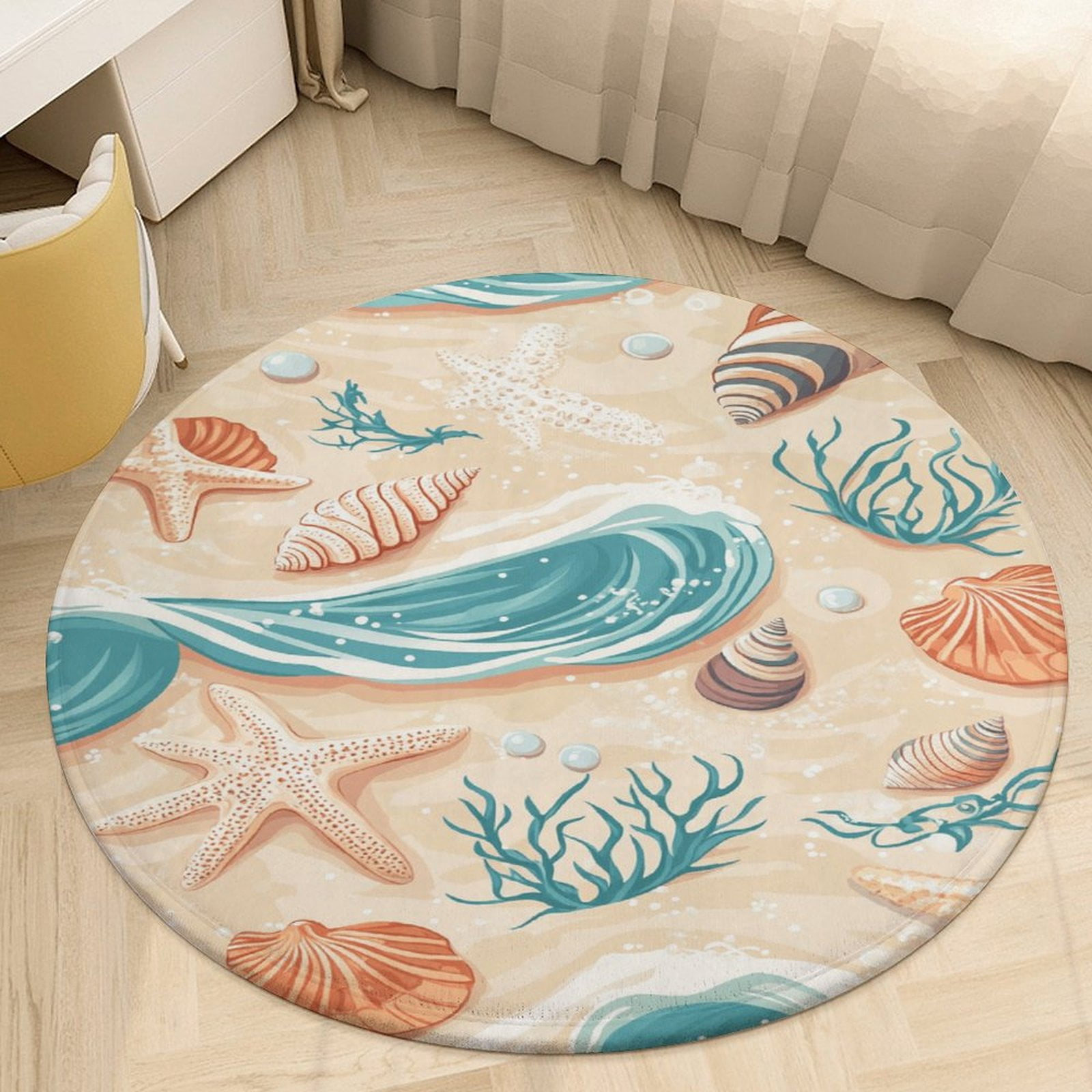 Conch Starfish Shell Round Area Rugs for Bedroom Living Room, 5FT Soft ...