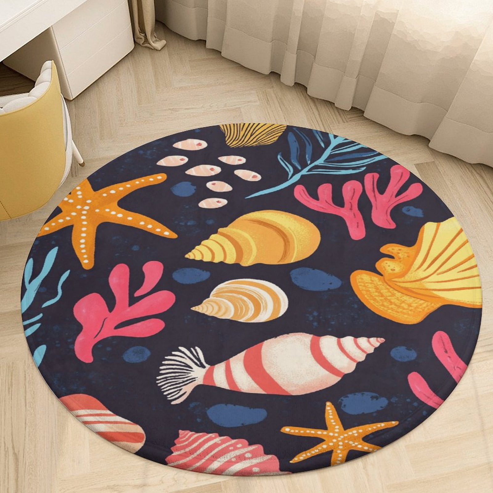 Conch Starfish Shell Round Area Rugs for Bedroom Living Room, 6FT Soft ...
