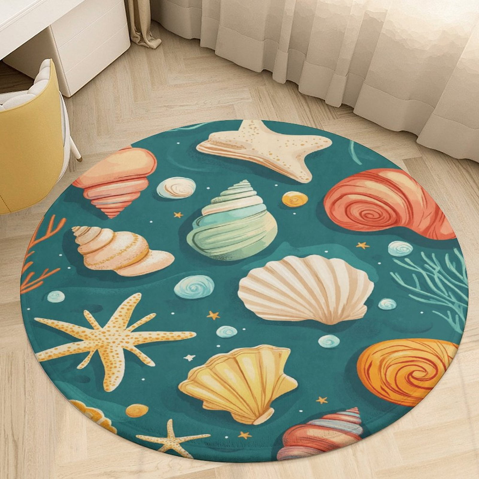Conch Starfish Shell Round Area Rugs for Bedroom Living Room, 6FT Soft ...
