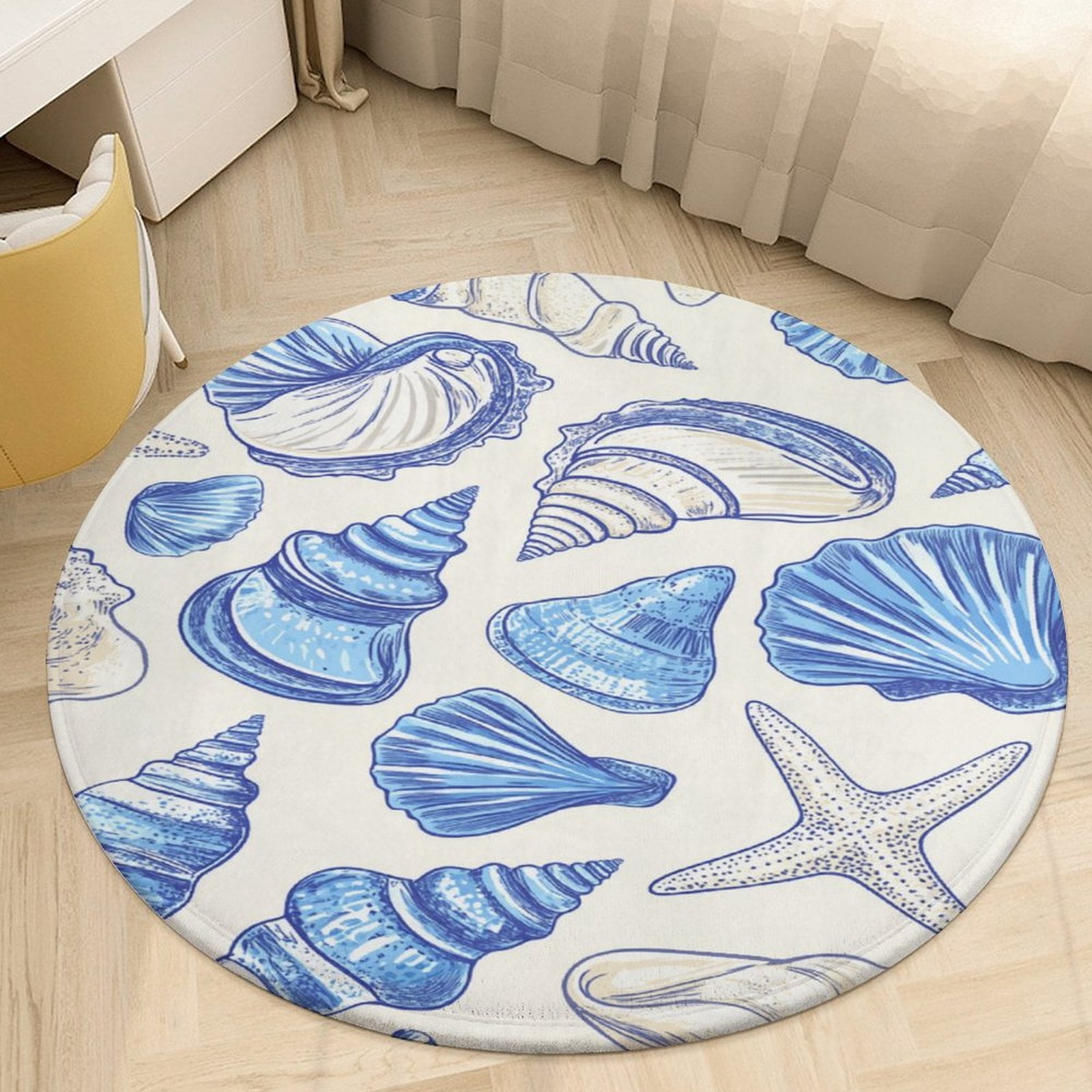 Conch Starfish Shell Round Area Rugs for Bedroom Living Room, 6FT Soft ...