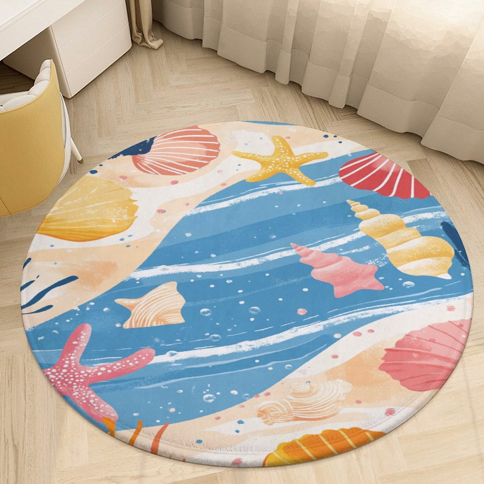 Conch Starfish Shell Round Area Rugs for Bedroom Living Room, 6FT Soft ...