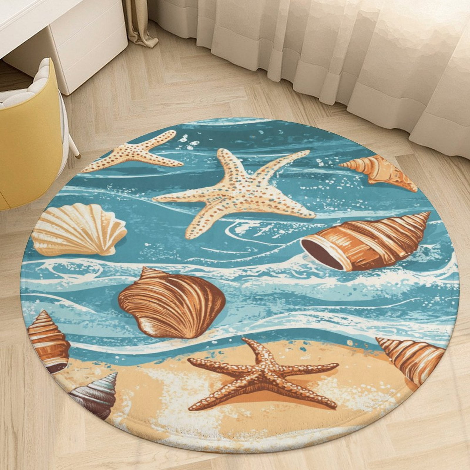 Conch Starfish Shell Round Area Rugs for Bedroom Living Room, 6FT Soft ...