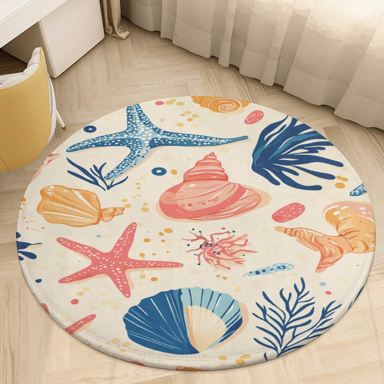 Conch Starfish Shell Round Area Rugs for Bedroom Living Room, 6FT Soft ...