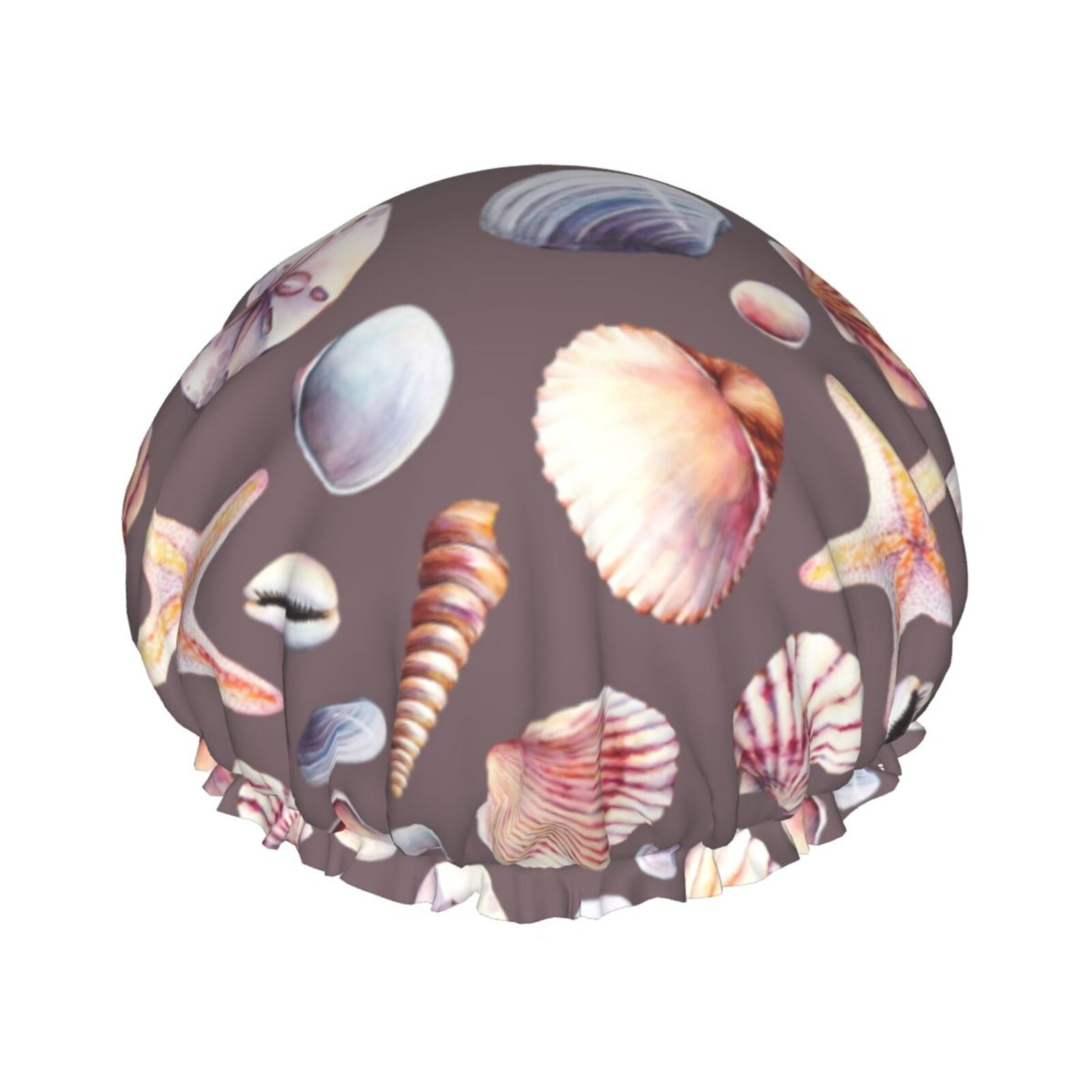 Conch Starfish Shell Shower Cap, Reusable Bath Hair Hat for all Hair ...