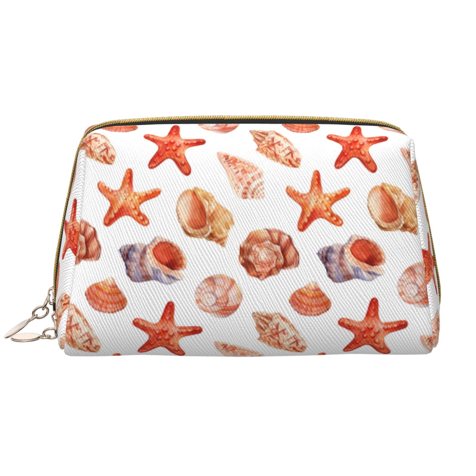 Conch Starfish Shells Makeup Bag, Large Capacity Travel Cosmetic Bag ...