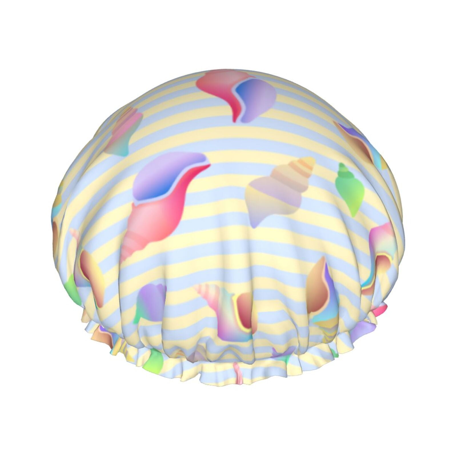 Conch Stripes Shower Cap, Reusable Bath Hair Hat for all Hair Lengths ...
