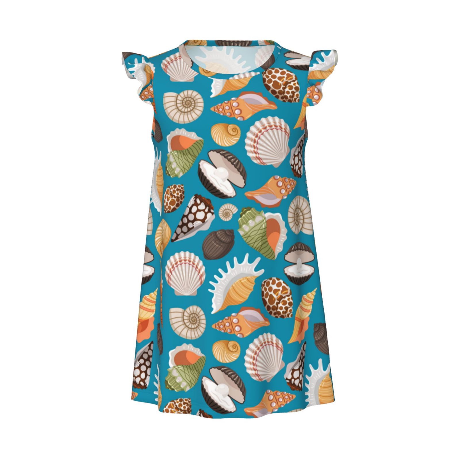 Conch and Shells Girls Nightgowns, Short Sleeves Dress Girls Sleepwear ...
