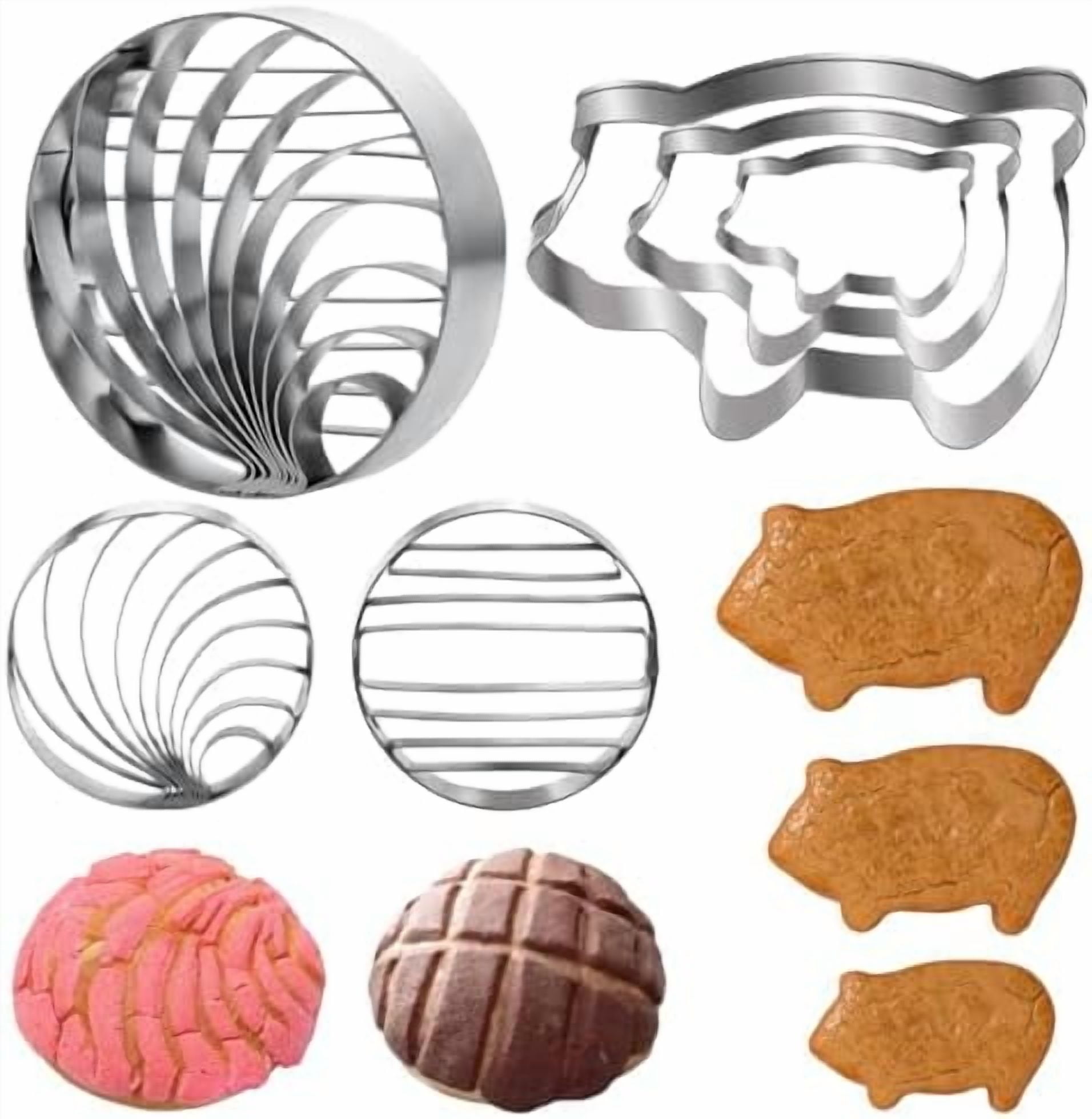 Concha Cutter Mexican Bread Mold With 3 Sizes Pig Cookie Cutter Set ...