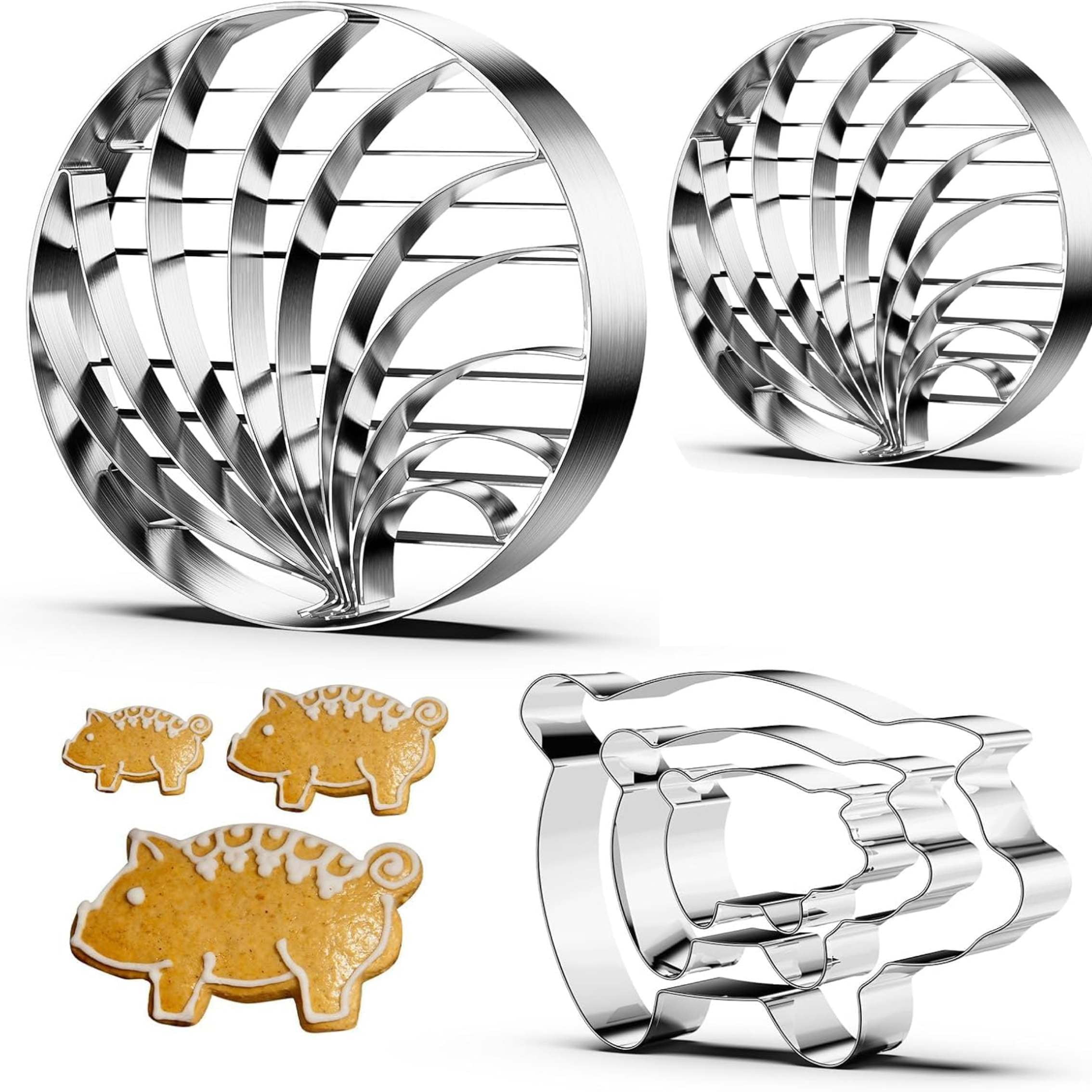 Concha Cutter Set with 2 Stainless Steel Stamps and 5 Pig Cookie ...