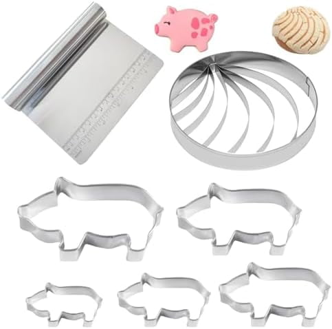 Concha Cutter ，Stainless Steel Mexican Bread Mold with 5pc pig cookie ...