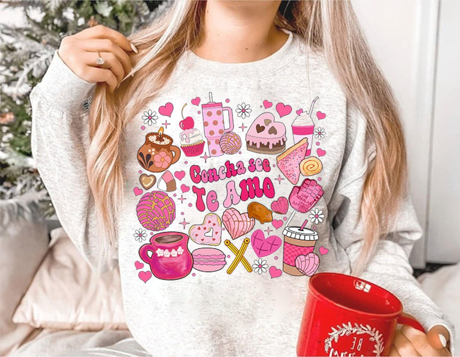 Concha See Te Amo Sweatshirt, Mexican Valentine Sweatshirt, Cafecito y ...
