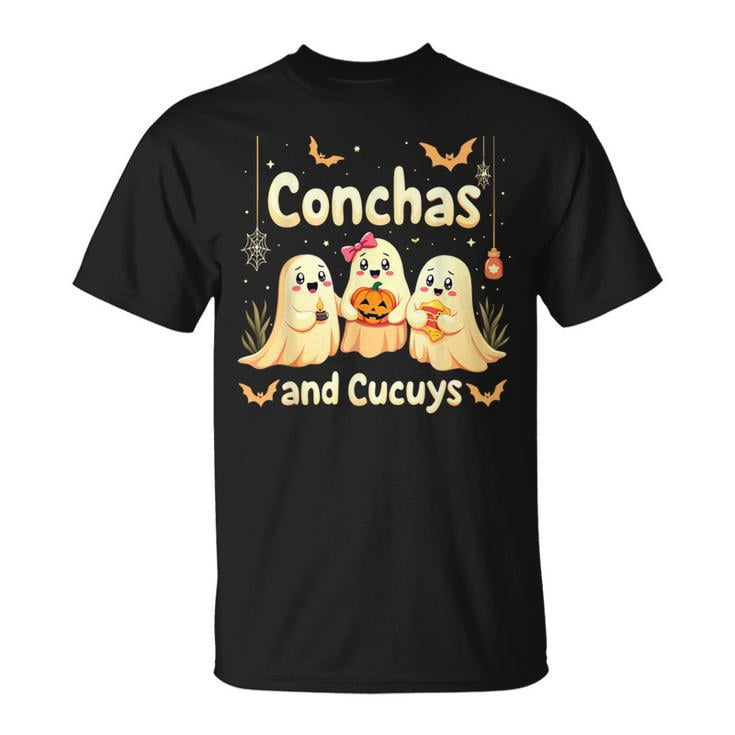 Conchas And Cucuys Ghost Spooky Pan Dulce Mexican Halloween T-Shirt ...