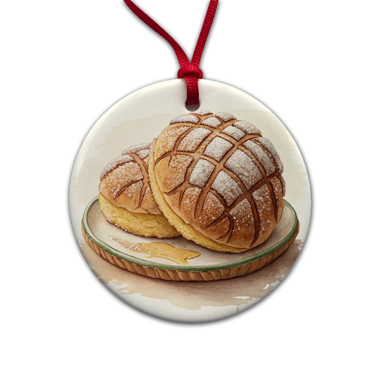 Conchas Pastry Mexican Sweet Bread Christmas Tree Holiday Round Ceramic ...
