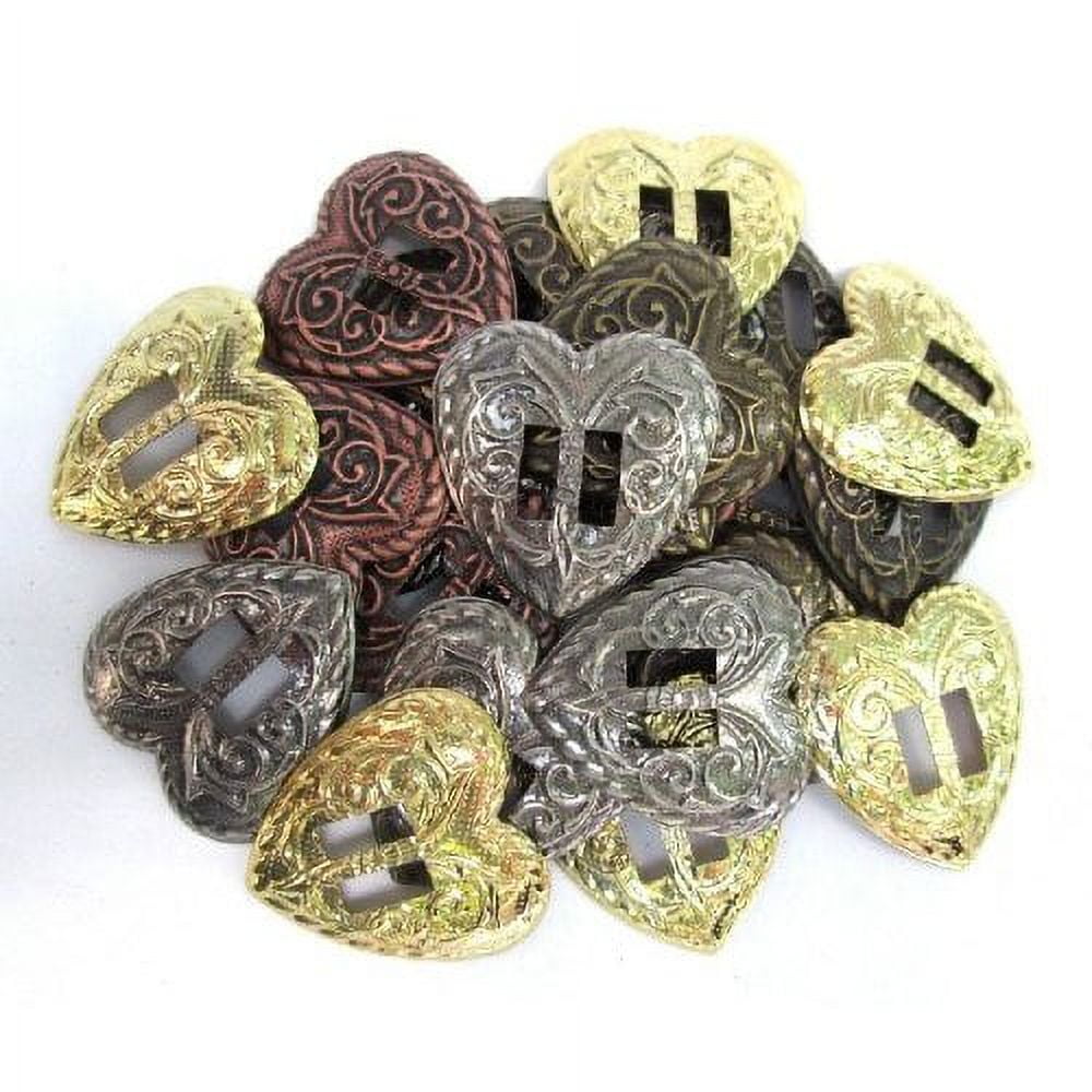 Conchos Western Heart Shape; Mixed Finishes, Slotted; 24 Pieces ...