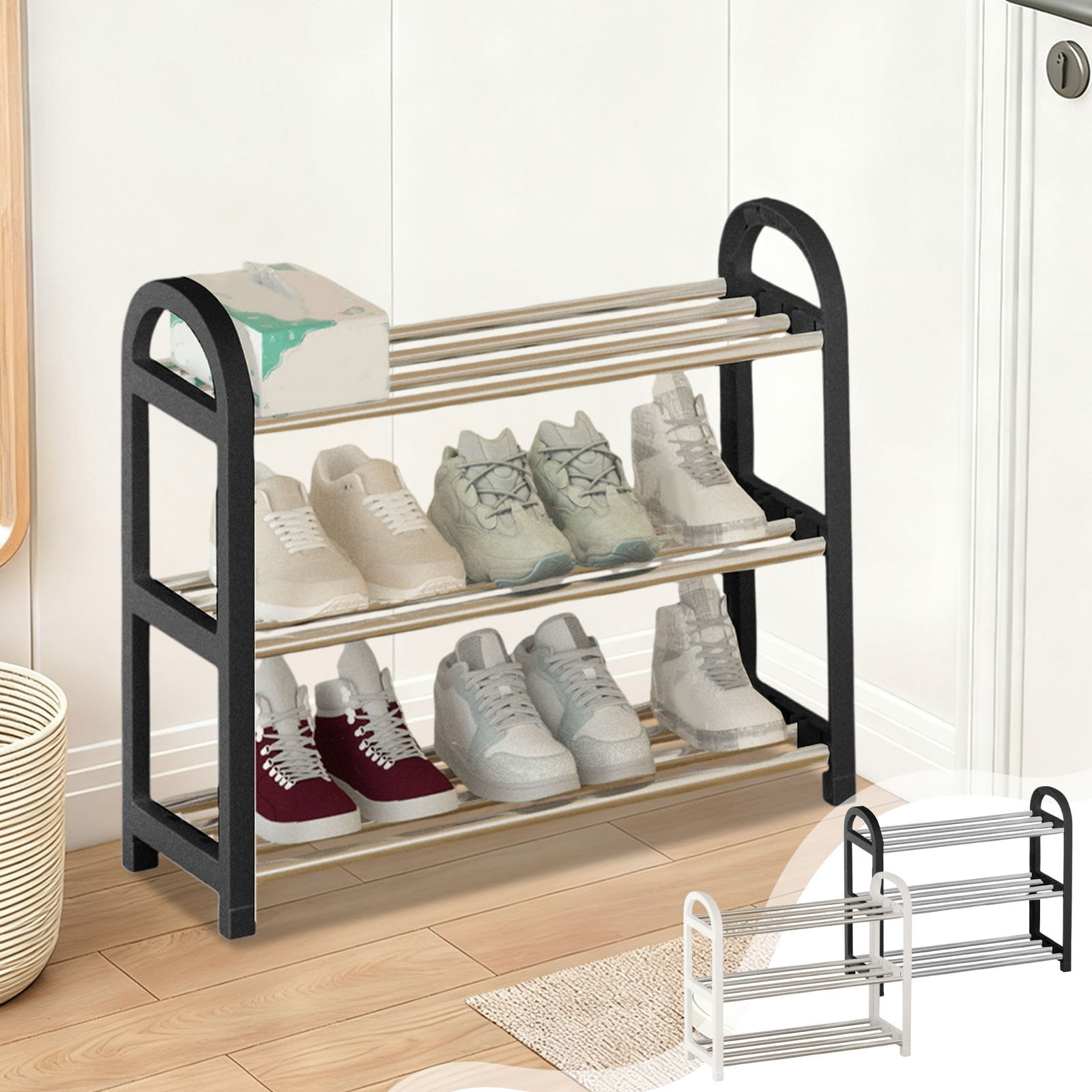 Concise Multi-Tier Entryway Organizer, Stackable Foldable Shoe Rack ...