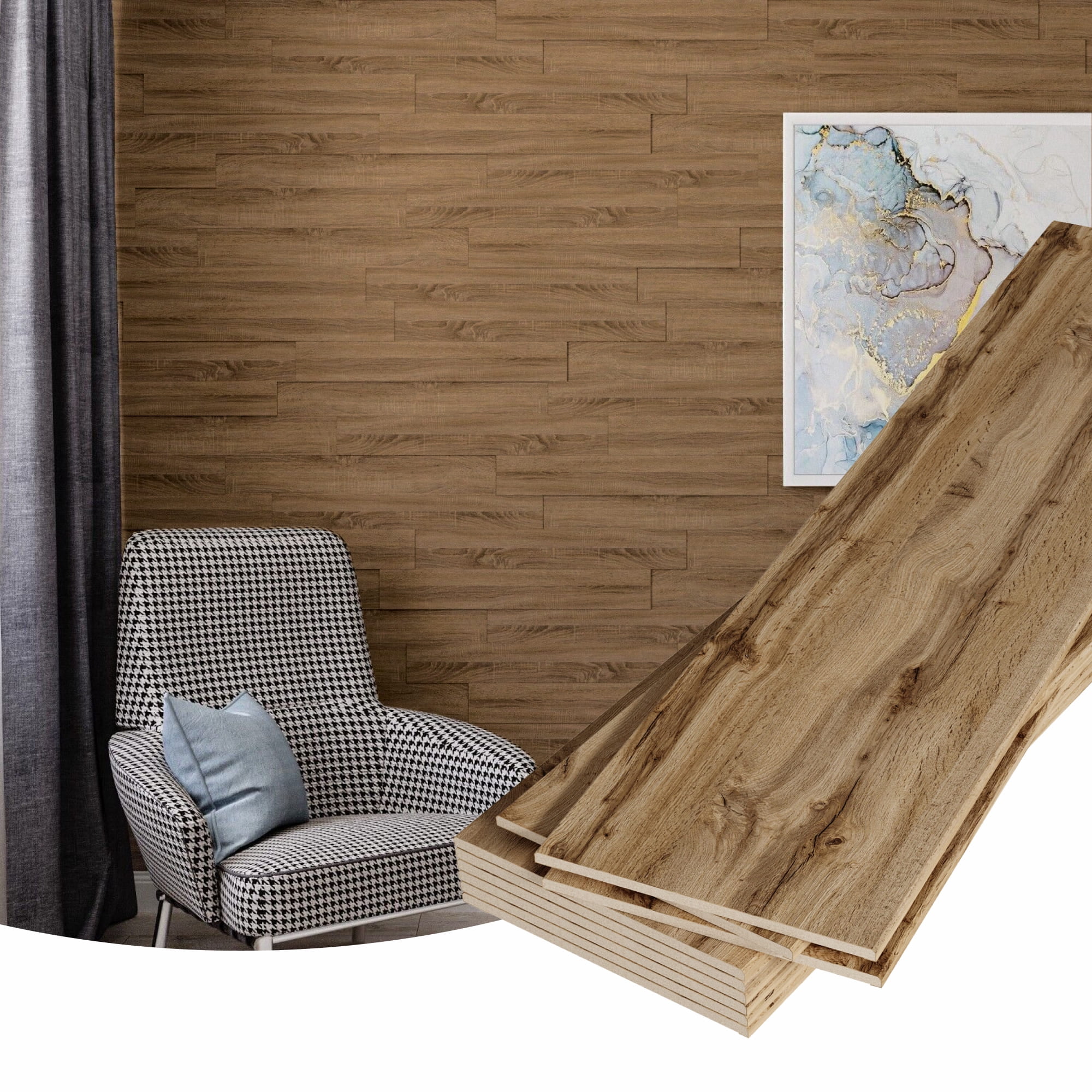 Concord 3D Wall Panels | Accent Wall Panels - Old Walnut | MDF Slat Planks | Wall Panels for ...