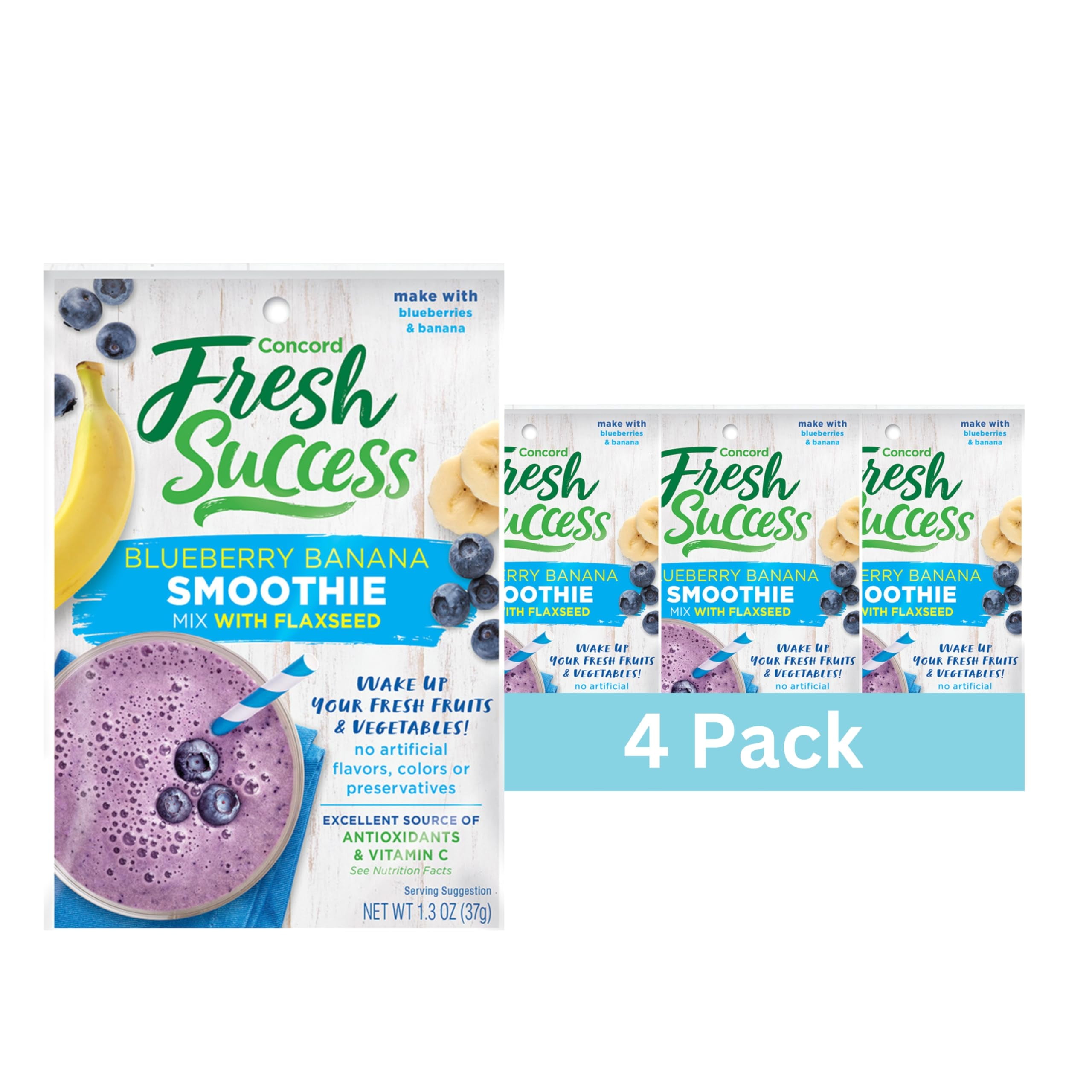 Concord Foods Concord Blueberry & Banana Smoothie Mix with Flaxseed (4 ...