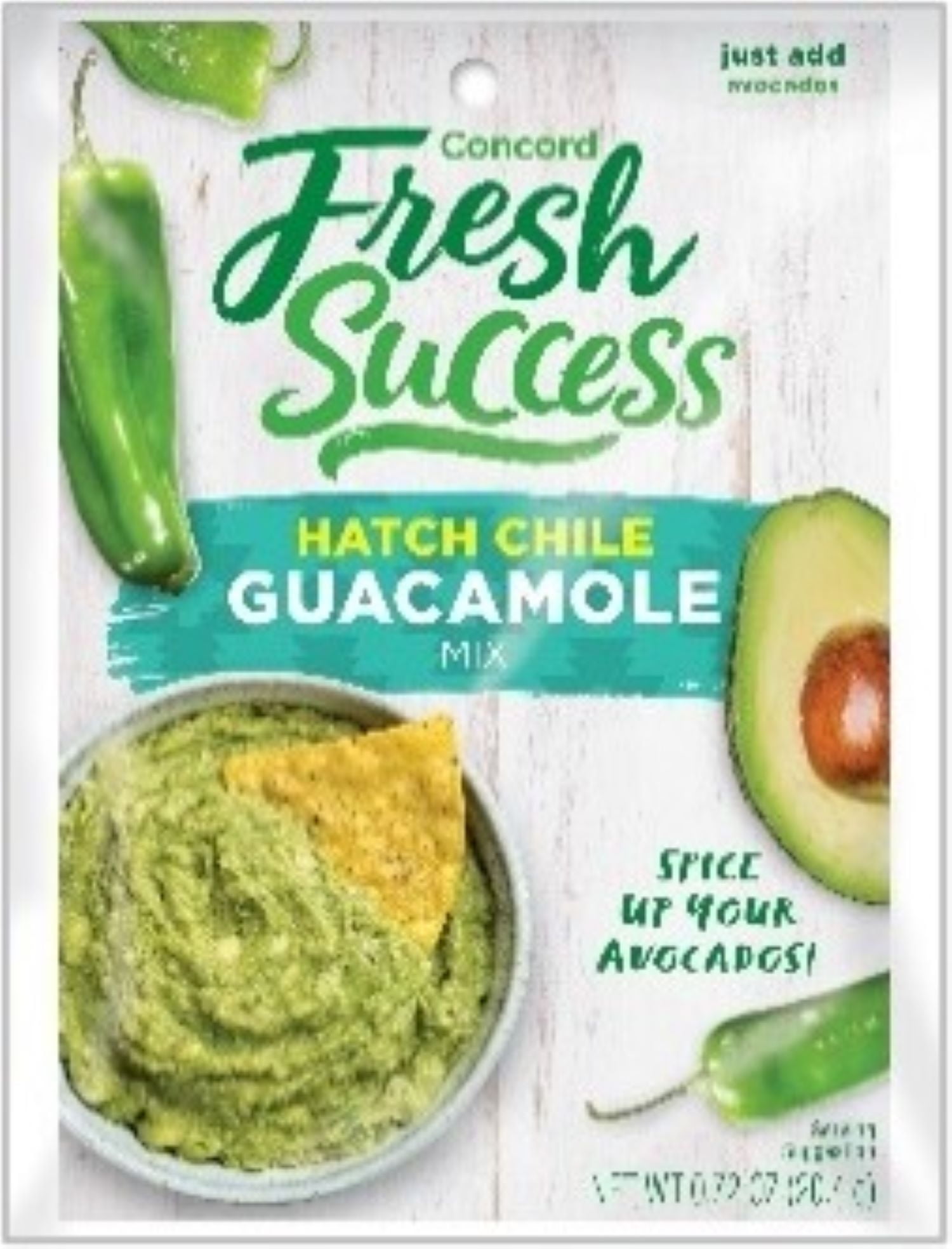 Concord Foods Fresh Success Hatch Chile Guacamole Mix, Mild Spicy - 0 ...