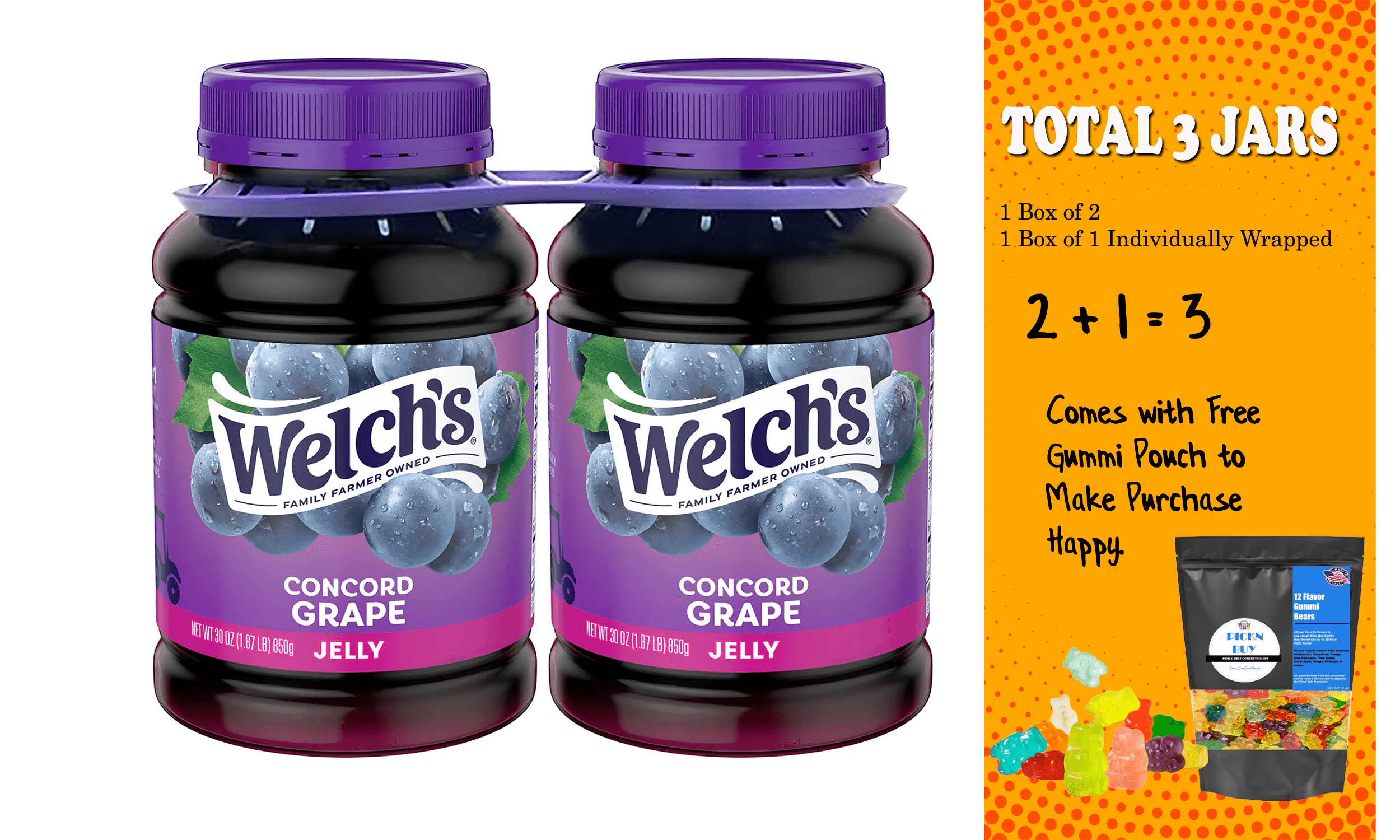 Concord Grape Jelly 30 oz - By Welch's, 3 pk., Free PICKN BUY Gummies ...