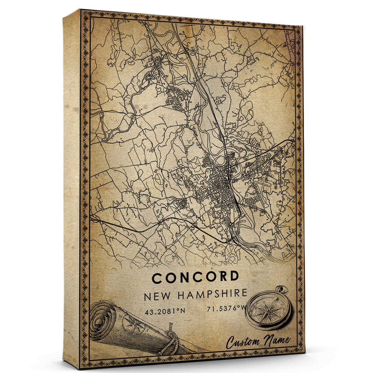 Concord Map Poster, New Hampshire Map Art Poster, Canvas, Concord Map ...