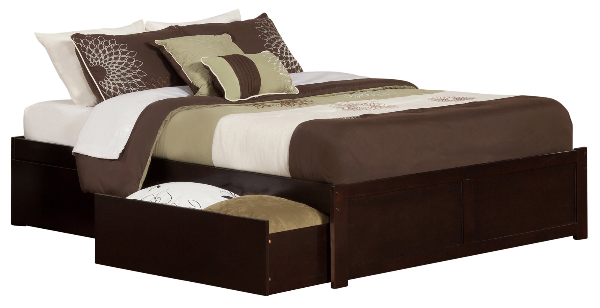 Concord Platform Bed with Flat Panel Foot Board and 2 Urban Bed Drawers ...