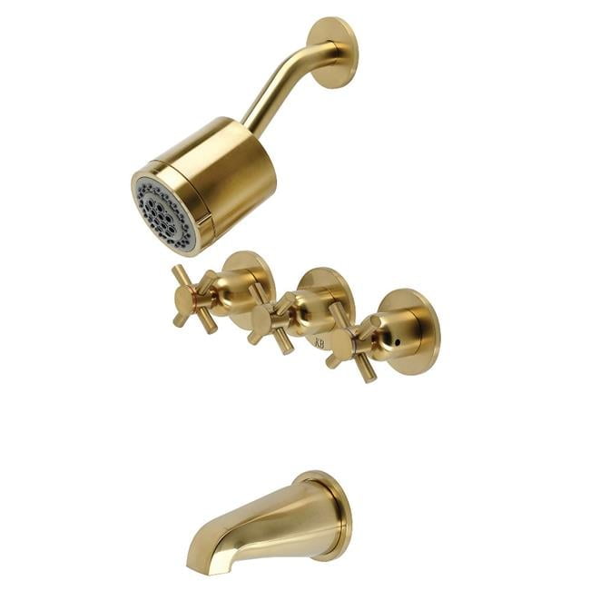Concord Three-Handle Tub & Shower Faucet, Brushed Brass - Walmart.com
